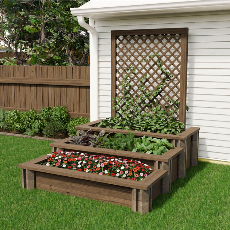 MM Concrete | 5' x 6' x 7' Three Tier Lattice Raised Garden Bed